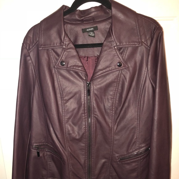 Alfani | Jackets & Coats | Alfani Plum Faux Lather Jacket | Poshmark